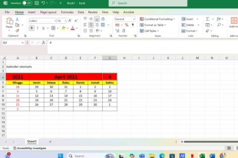 4 cara buat kalender di exel mudah